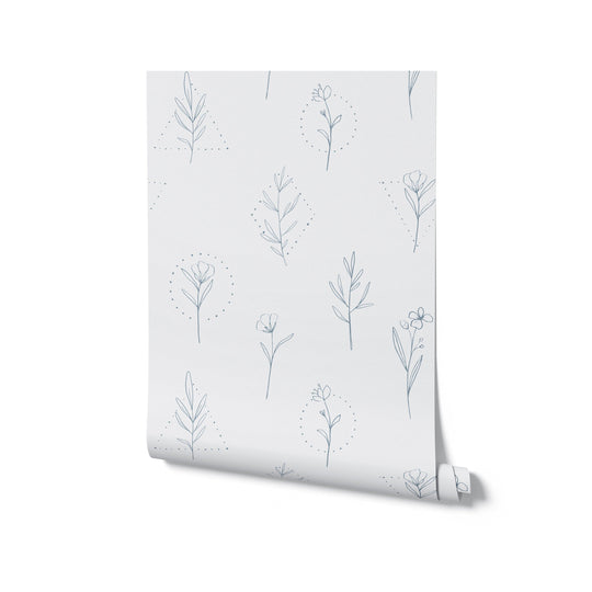 Minimal Floral Line Art Wallpaper – Timberlea Interiors