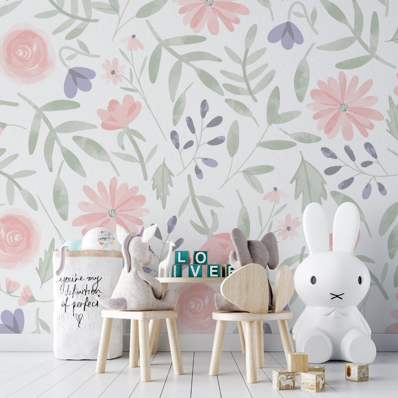 Pastel Floral Mural Wallpaper. – Timberlea Interiors