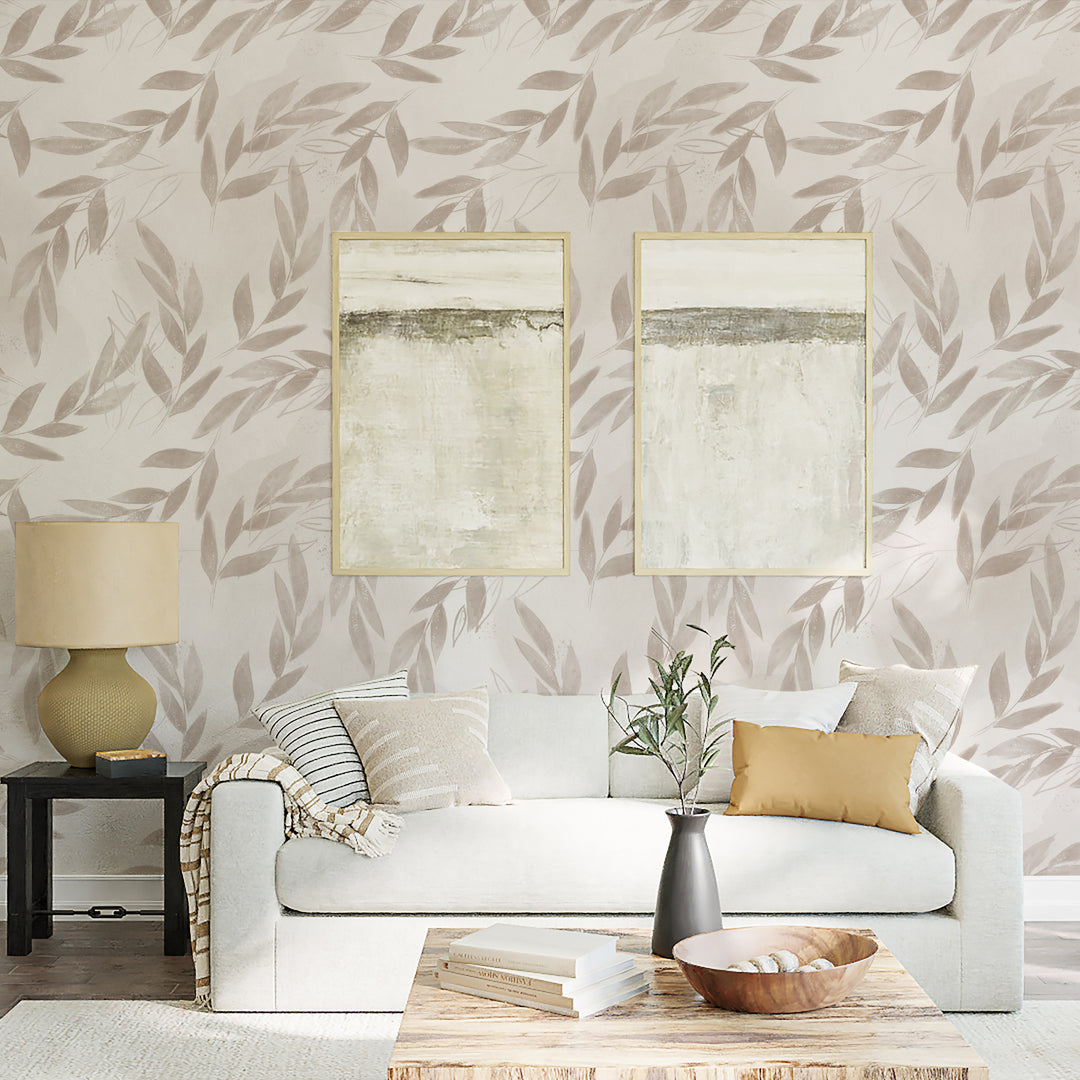 Shimmering Beige Floral Wallpaper – Timberlea Interiors