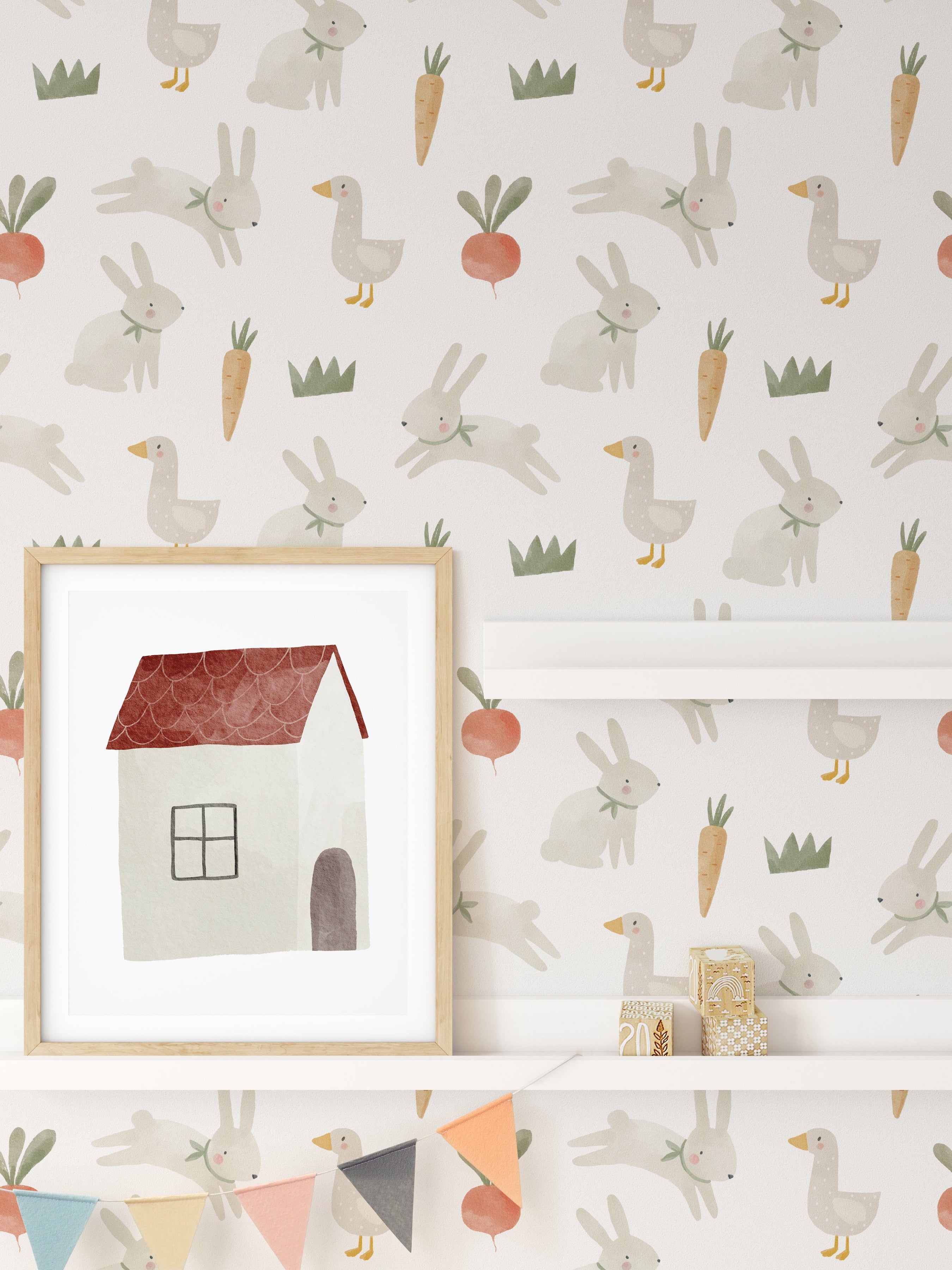 Farm Friend Wallpaper - Happy Bunnies – Timberlea Interiors