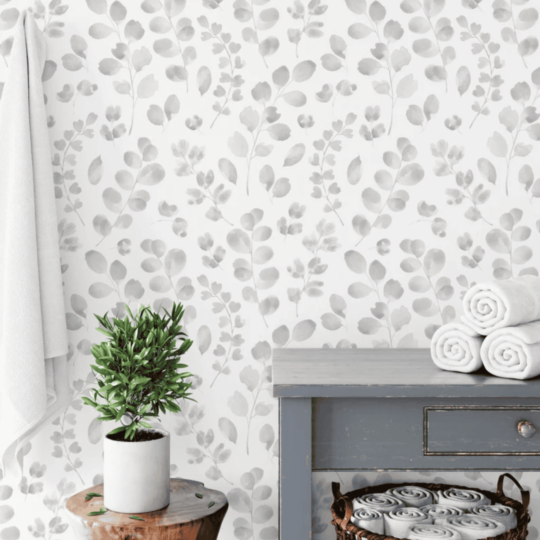 Warm Grey Floral Wallpaper – Timberlea Interiors